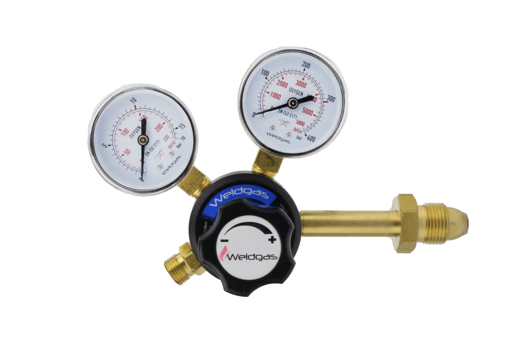 Weldgas Oxygen Side Entry Single Stage 2 Gauge Regulator 10 Bar ...